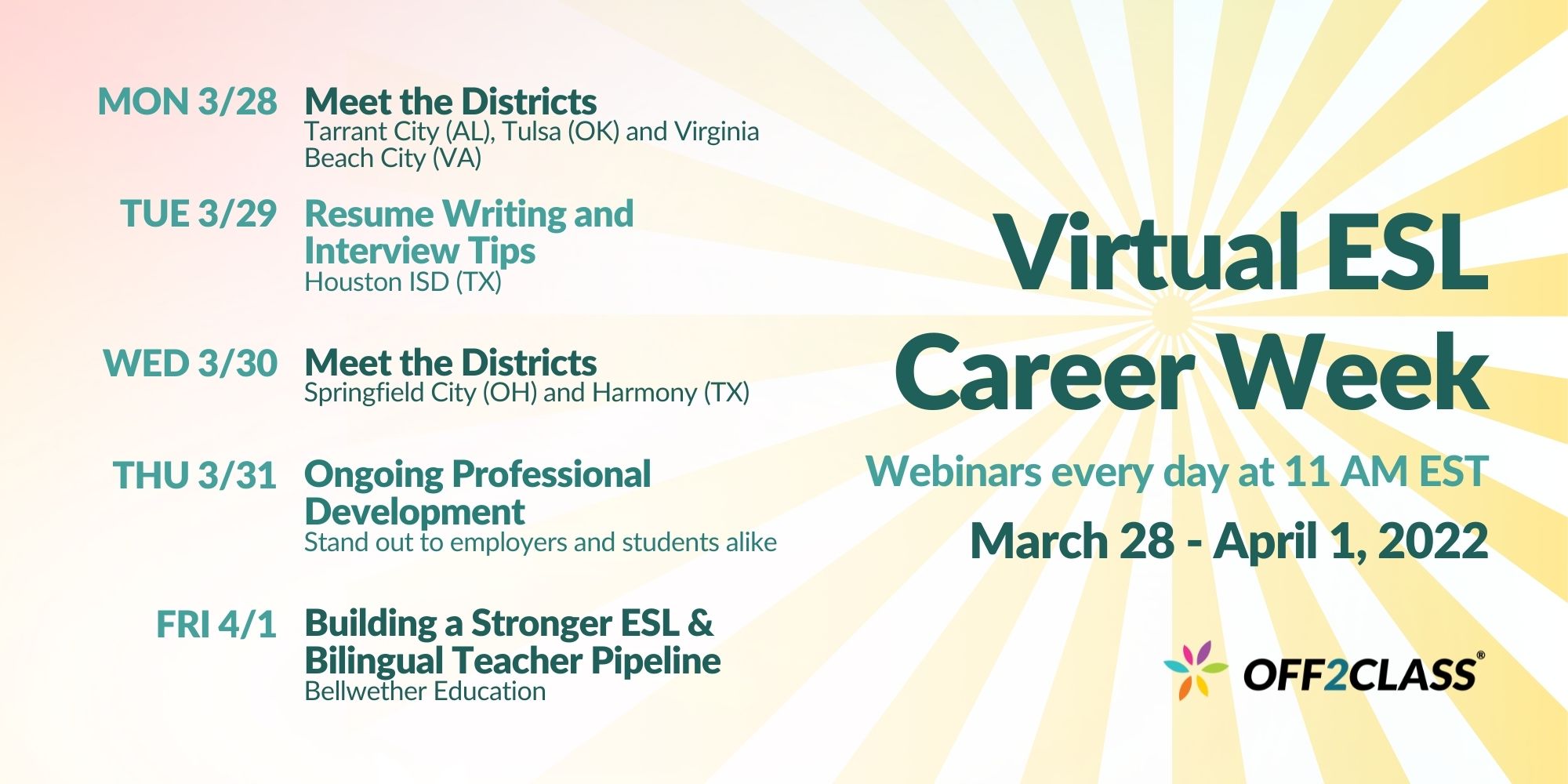 ESL Career Options: Free Webinar Events - Off2Class